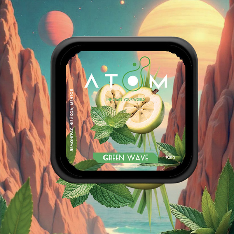 Табак Atom Green Wave (Лемонграсс Фейхоа Ментол) 100г: купить в ...