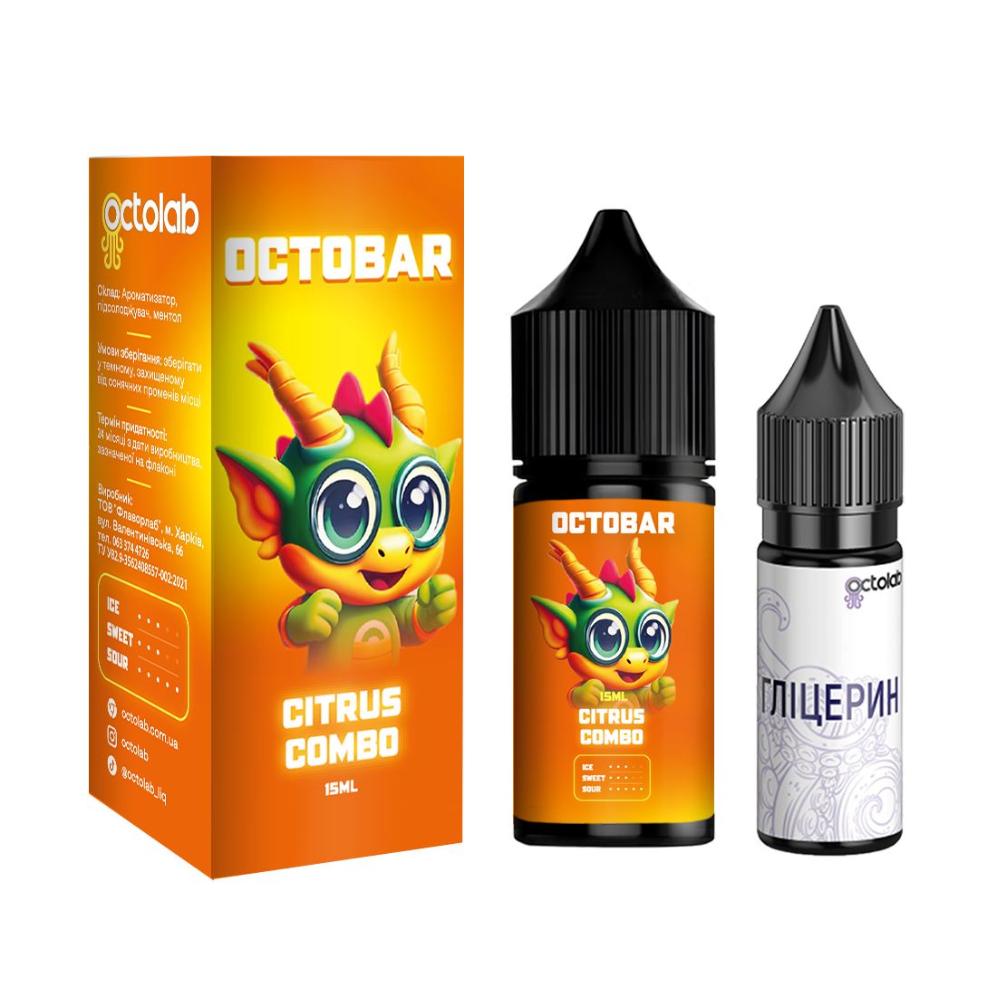 Набор солевой жидкости Octobar NFT Citrus Combo (Цитрусы) 30 мл 65 мг ...