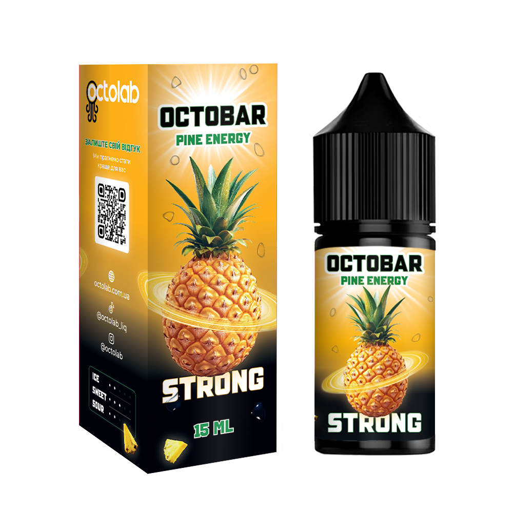 Набір сольової рідини Octobar Strong Pine Energy (Ананасовий енергетик ...