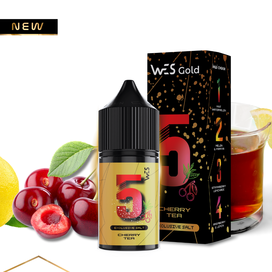 Набор солевой жидкости WES Gold Cherry Tea (Вишневый чай) 30 мл 50 мг ...